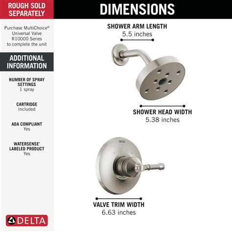 14 Series Shower Trim In Lumicoat® Stainless T14284 Ss Pr Delta Faucet
