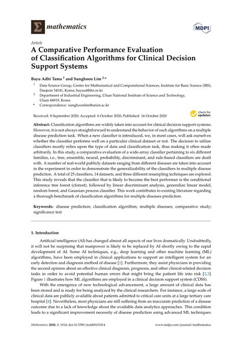 Pdf A Comparative Performance Evaluation Of Classification Algorithms For Clinical Decision