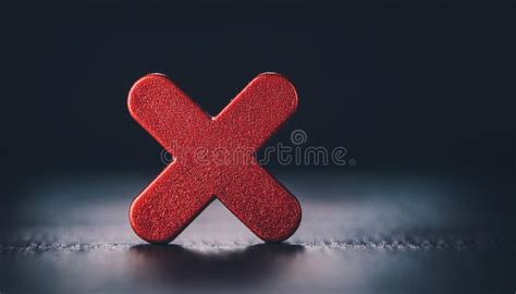 Shiny Red Cross Mark Isolated On Dark Backdrop Disapproval Error