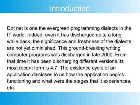 The Life Cycle Of Dot Net Application Ppt