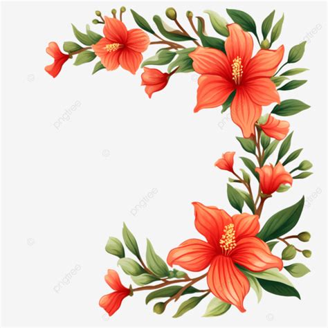 꽃 테두리 빨간색 그림 꽃들 액자 여름 Png 일러스트 및 이미지 에 대한 무료 다운로드 Pngtree
