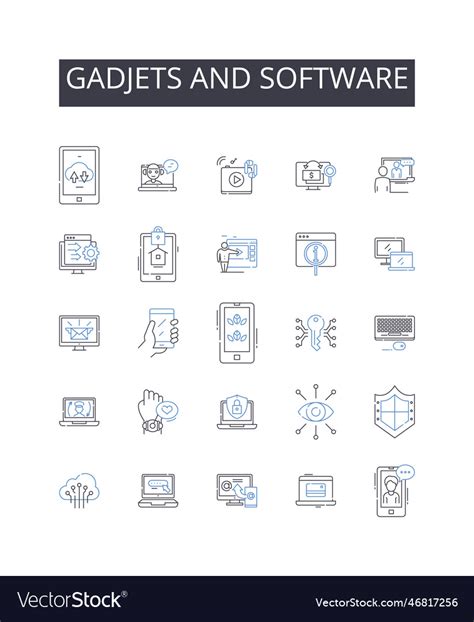 Gadjets And Software Line Icons Collection Vector Image
