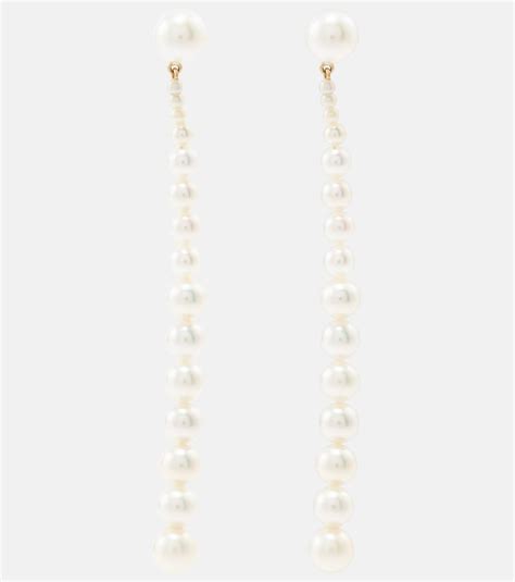 Piazza 18kt Gold Drop Earrings With Freshwater Pearls In Metallic