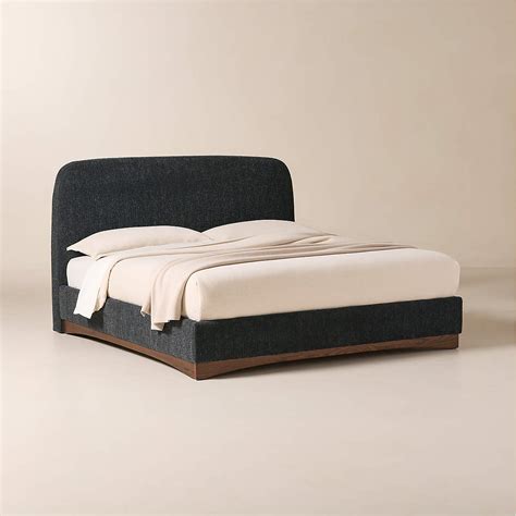 Auburn Charcoal Grey Boucle Upholstered King Bed Cb2