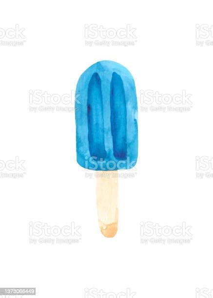 흰색 배경에 고립 된 막대기에 밝은 아이스캔디 음식과 디저트에 엽서와 포스터의 디자인과 장식을위한 수채화 그림 Popsicle Stick에 대한 스톡 벡터 아트 및 기타