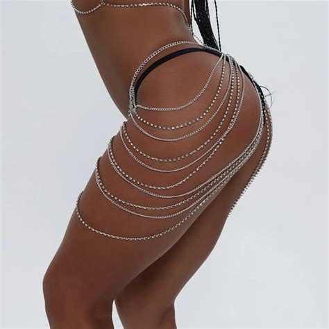 Simple Geometric Waist Chain Rhinestone Multi Layer Tassel Belly Chain Women Summer Beach Gold