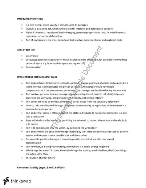 Intentional Torts Laws1012 Torts Usyd Thinkswap