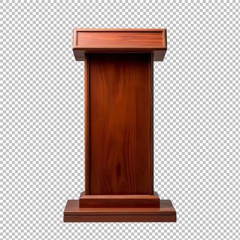 Premium Psd Conference Lectern Made Of Reddish Wood With Microphone