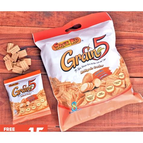 Snek Ku Grain 5 Multigrain Snack Crackers Convi Pack Assorted 8s X