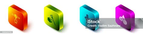 Set Isometric 3d Printer Tooth Isometric Cube Scanner And Basic Geometric Shapes Icon Vector