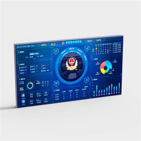 Digital Command Center Dashboard 3d Model Low Poly Sci Fi