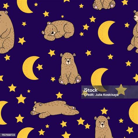 손으로 그릴 만화 곰 나무 베리 꽃과 Absract 모양과 Skandinavian 스타일의 점과 벡터 원활한 패턴 숲에서 귀여운