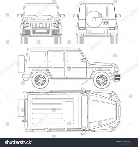 Offroad Car Vector Template Suv Blueprint Stock Vector Royalty Free