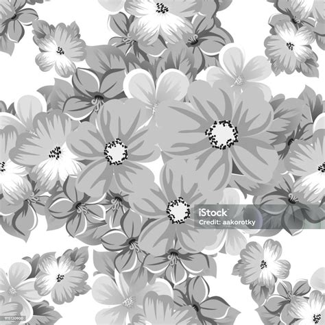 꽃의 추상 원활한 흑백 패턴입니다 디자인 카드 초대장 인사말 생일 발렌타인의 날 결혼식 파티 축 하 결혼식에 대한 스톡 벡터 아트 및 기타 이미지 Istock