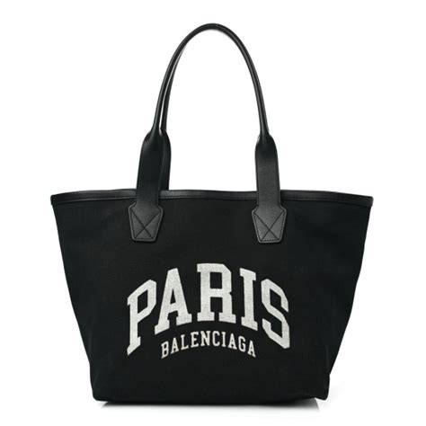 balenciaga cotton canvas calfskin cities paris jumbo small tote bag