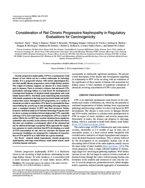 Pdf Consideration Of Rat Chronic Progressive Nephropathy In