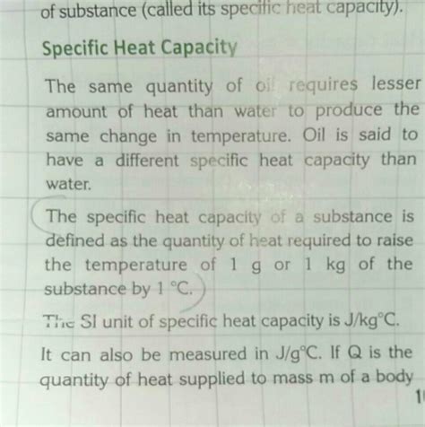 Of Substance Called Its Specific Heat Capacity Filo