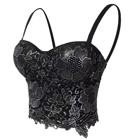 Buy Bronzing Embroidery Lace Bustier Corset Top On Fancymake Fancymake