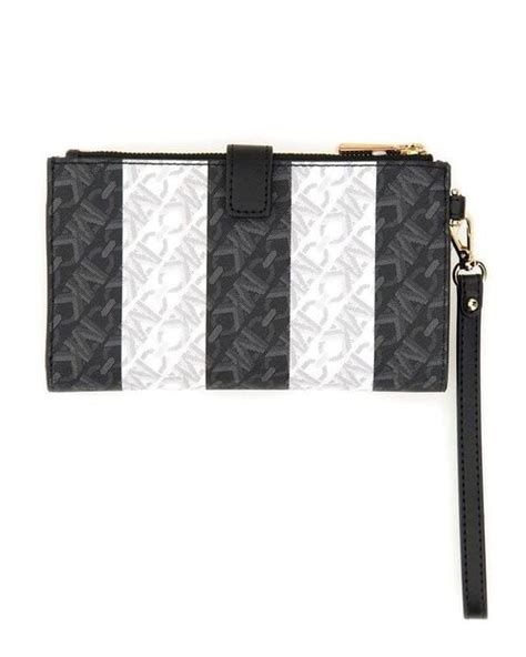 Michael Michael Kors Striped Zipped Clutch Bag In Black Lyst