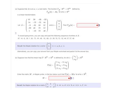 Solved A Suppose That A Is An M X N Real Matrix The Chegg Com