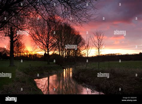 Stisted Essex Uk View Of The River Blackwater At Sunset Within The