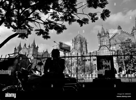 Man On Motorbike Victoria Terminus Vt Chhatrapati Shivaji Maharaj