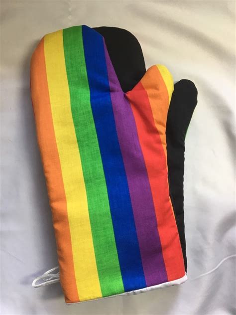 Oven Mitts Rainbow Or Pride Lgbtq Stripes A Pair Of Fully