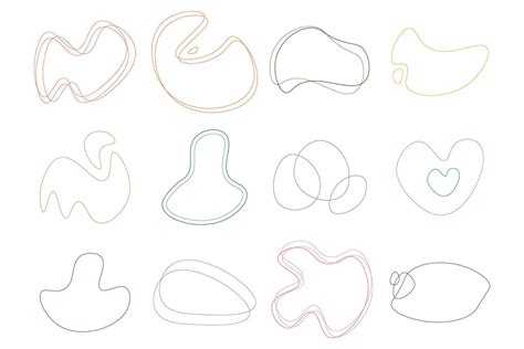 Abstract Blob Round Line Shapes Set Collection Of Random Line Art