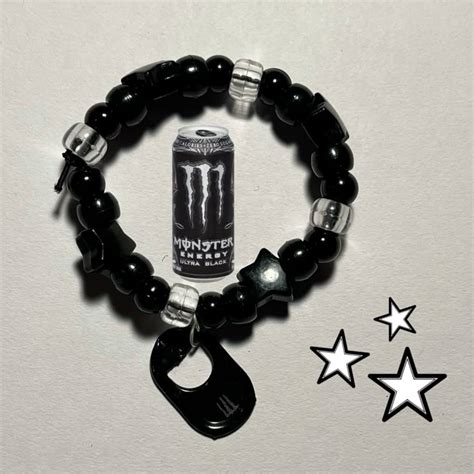 Black Monster Energy Pop Tab Bracelet Kandi Diy Kandi Bracelets Kandi Cuff Kandi