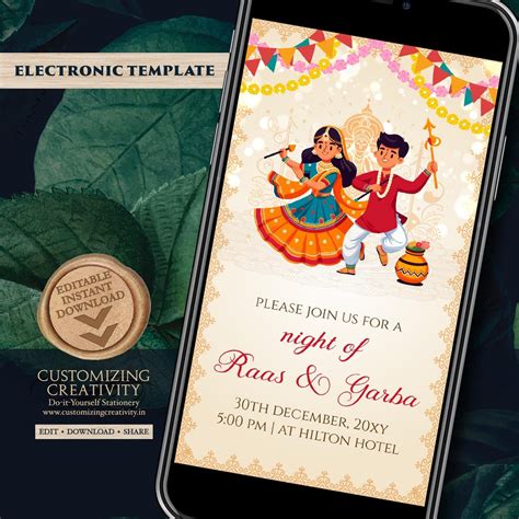 Raas Garba Night Invites Digital Dandiya Invitation Digital Raas Garba