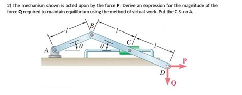 Solved 2 The Mechanism Shown Is Acted Upon By The Force P Chegg
