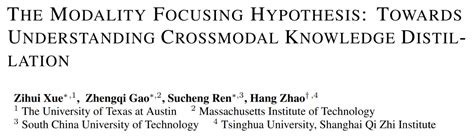 Talk ICLR Oral 德州大学奥斯汀分校薛子慧模态聚焦假说 理解跨模态知识蒸馏 知乎