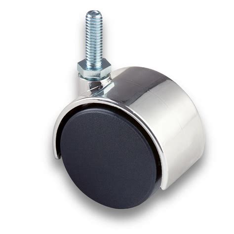 2 Twin Wheel Casters With Threaded Stem For Clothing Racks