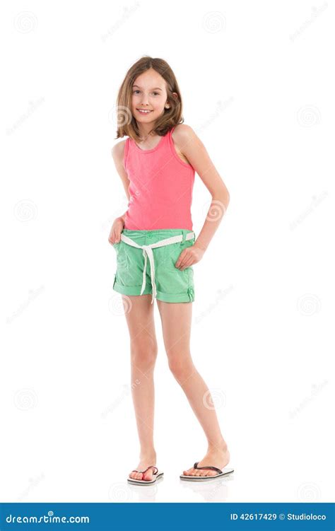 Cheerful Girl Holding Hands In Pockets Stock Image Image Of Posing
