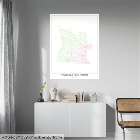Angola Ocean Drainage Basin Map White V1 Fine Art Print
