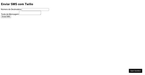 Twilio Message Working Codesandbox
