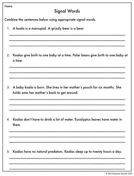 Text Structures Signal Words Worksheets By The Productive Teacher