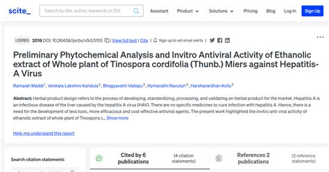 Preliminary Phytochemical Analysis And Invitro Antiviral Activity Of Ethanolic Extract Of Whole