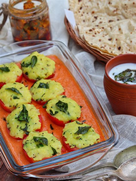 Stuffed Tomatoes Baked In A Makhani Gravy Dine With Gitanjali