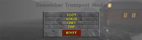 Remember Transport Mode At Daggerfall Unity Nexus Mods And Community