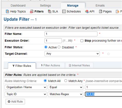 Filtering Osticket Forum