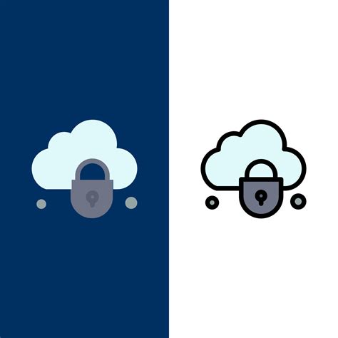 Internet Cloud Lock Security Icons Flat And Line Filled Icon Set Vector Blue Background