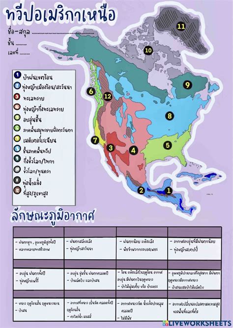 พิกัดภูมิศาสตร์ Interactive Worksheet ภูมิศาสตร์ กิจกรรมการเรียน แผนที่