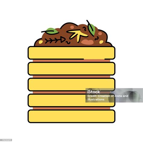 Compost Box Color Line Icon Composting Vector Isolated Element Stock