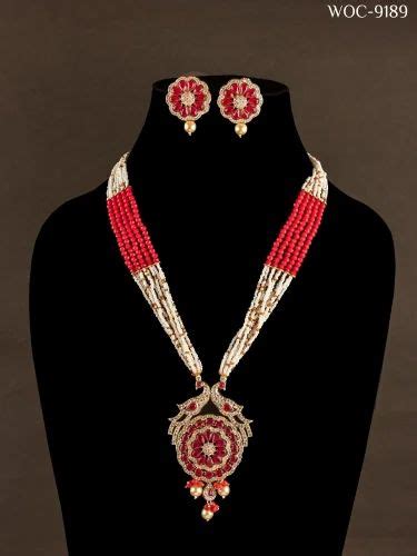 Classic Metal Pearl Ad Peacock Stone Cheed Necklace Set At Rs 680 Set In Jaipur