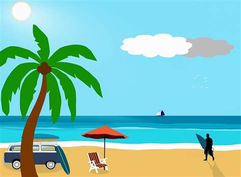 Dibujos Animados De Playa De Verano