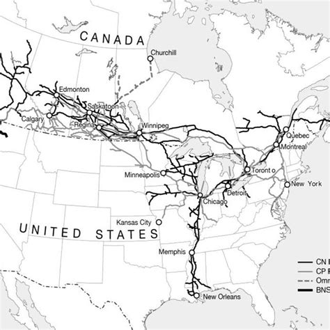 The Class 1 Freight Railway Network Operated By Canadian National Cn