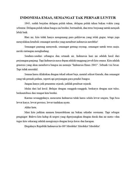 Teks Pidato Hut Ri Ke 80 Pdf