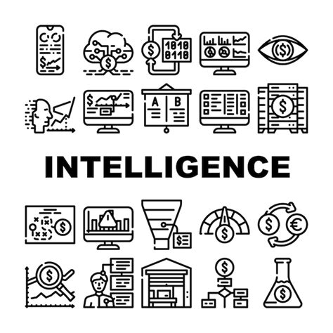 Business Intelligence Technology Icons Set Vector Business Intelligence