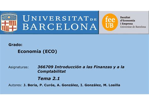 IntroduccióN A LA Contabilidad TEMA v Grado Economía ECO